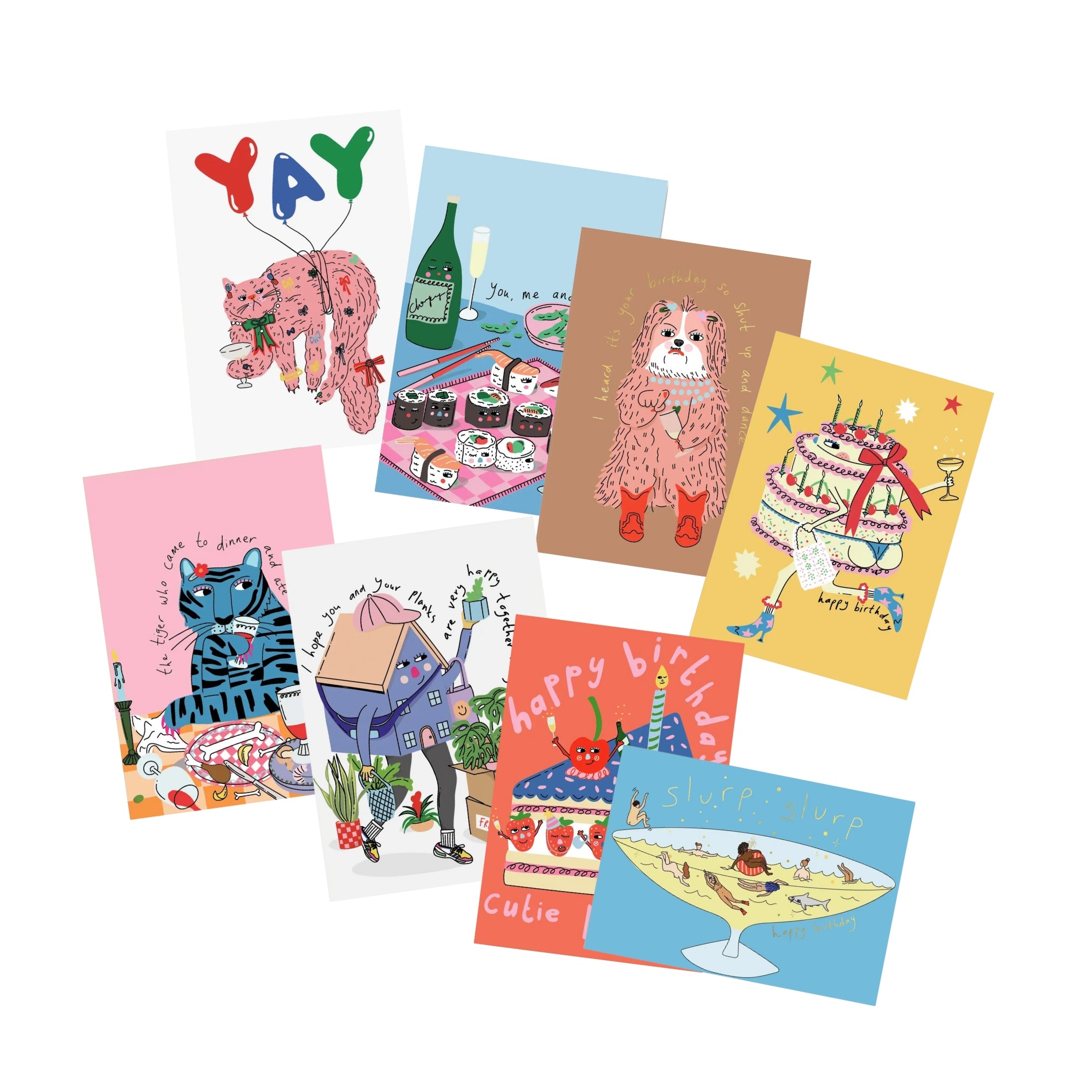 Illustrated Card Bundle B / All Occasions - Set of 8 – Papersmiths