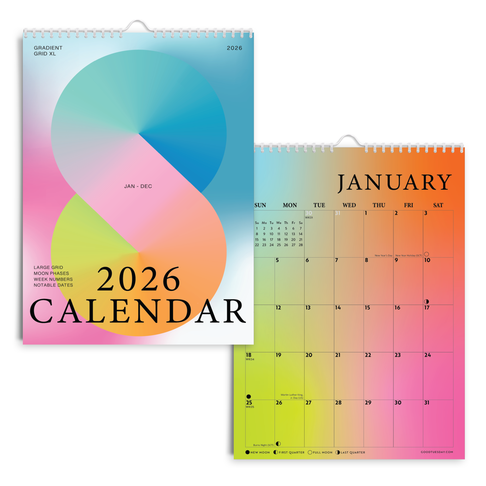2026 Wirebound Calendar - Gradient Grid – Papersmiths