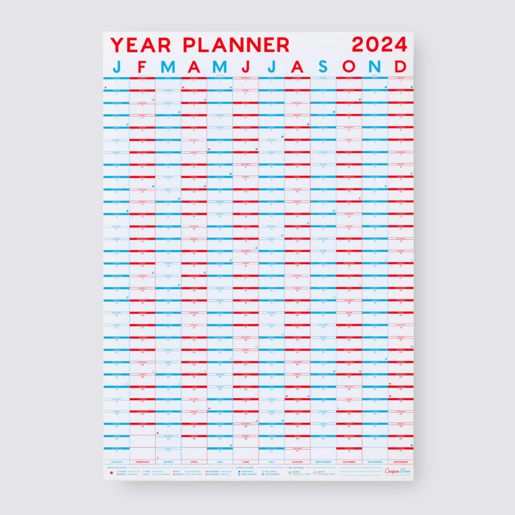 2024 Wall Planner - Vertical – Papersmiths