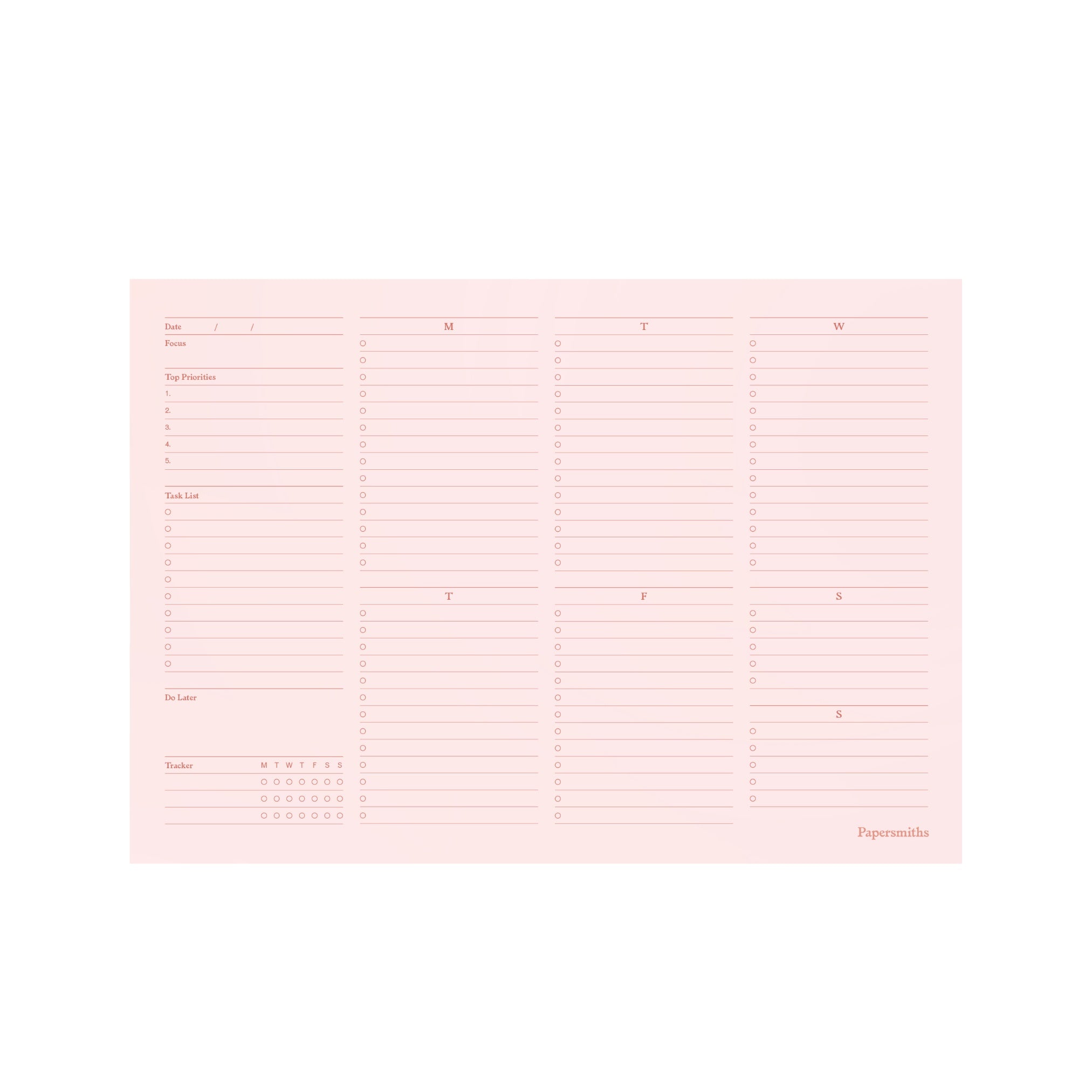 Weekly Desktop Planner Pad - Misty Pink – Papersmiths